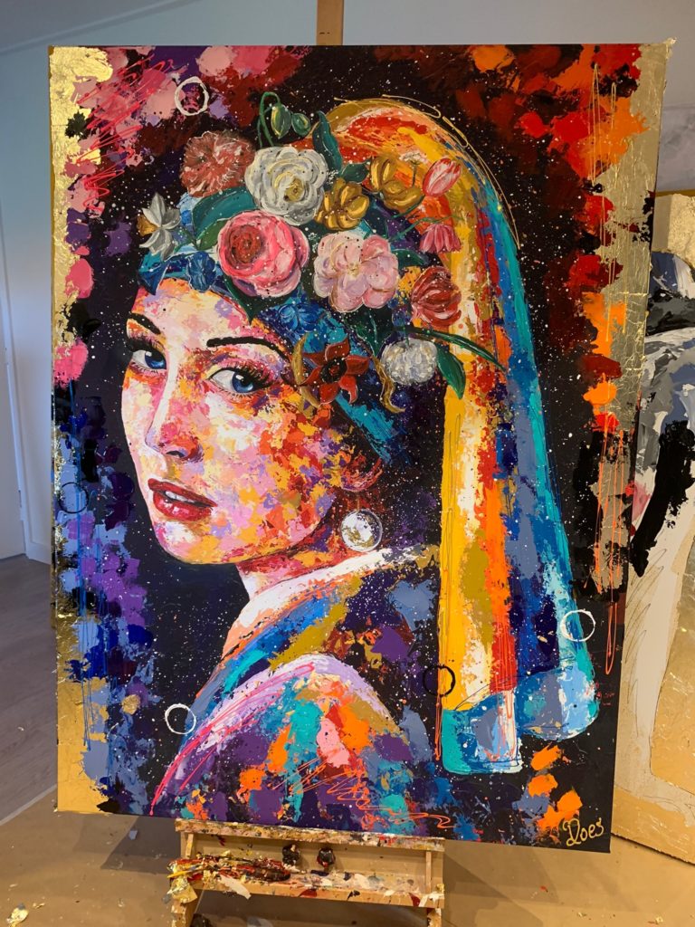 (Sold) A flower Girl with the pearl earring - Marloes Nydam (Limited ...